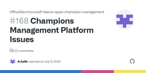 Champions Management Platform Issues · Issue 168 · Officedevmicrosoft Teams Apps Champion