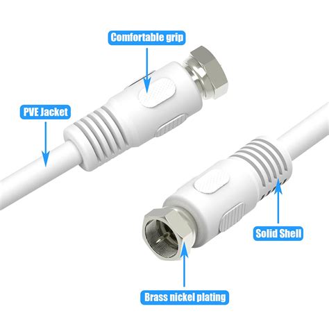 Coaxial Cable 3ft White Coax Cable Rg6 F Male To Male