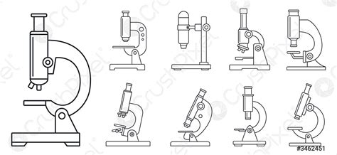 Biology Microscope Icon Set Outline Style Stock Vector 3462451