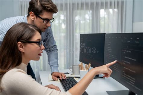 Team Developers Program Thinking Newest Coding Creative Website Postulate Stock Image Image