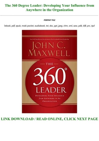 Read E Book The 360 Degree Leader Developing Your Influence From