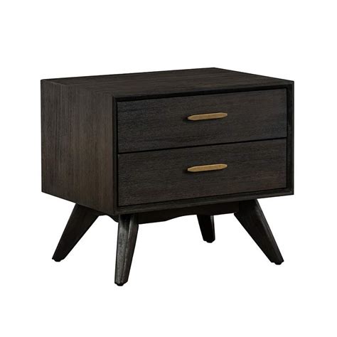 Baly Mid Century Nightstand With 2 Drawers In Acacia Wood 781x7