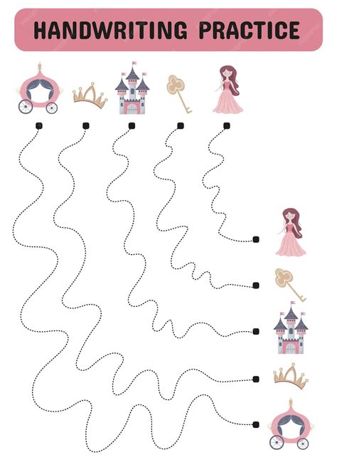 Premium Vector Handwriting Practice Sheet With A Princess Tracing