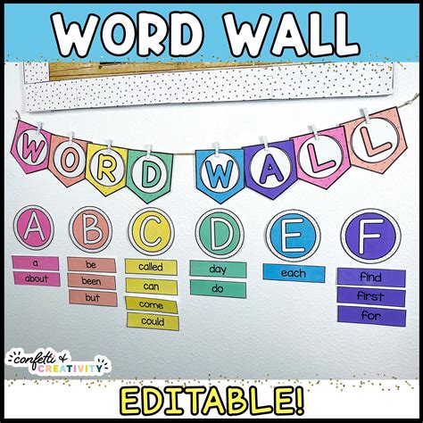 Bright Word Wall Classroom Display Alphabet Word Wall Editable Word Wall Bright Classroom Decor