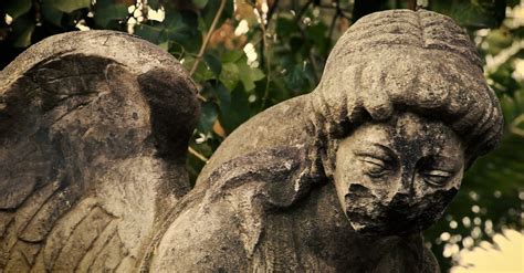 Close Up Of Old Broken Angel Statue Free Stock Video Footage Royalty