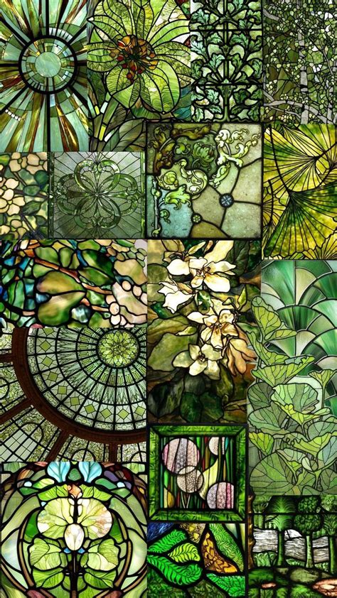 Green Stained Glass Décor Colonial Britannique Art De Carte De Tarot