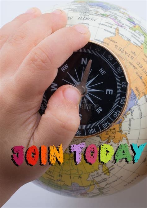 Join Today Wording Written On Blank Torn Paper On Globe Stock Image