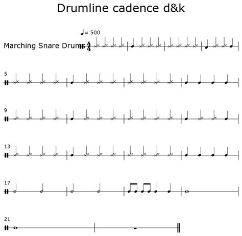 Drumline Cadence Dandk Sheet Music For Marching Snare Drums