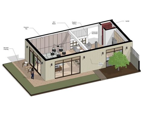Residential Interior Model In Revit Brick Cladding Cladding