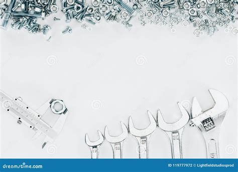 Ideia Superior Dos Vários Parafusos E Do Grupo De Quadro Do Chave E O