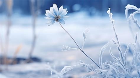 Premium Ai Image Winter Landscapewinter Scene Frozen Flower