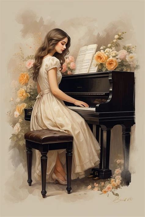 Pin By 𝗦𝗜𝗥𝗢𝗞𝗢 ™ On ♬instrumentos Danza Notas♬ Piano Art Print Victorian Women Piano Art