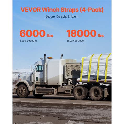 Vevor Winch Straps 4 X 30 6000 Lbs Load Capacity 18000 Lbs Break