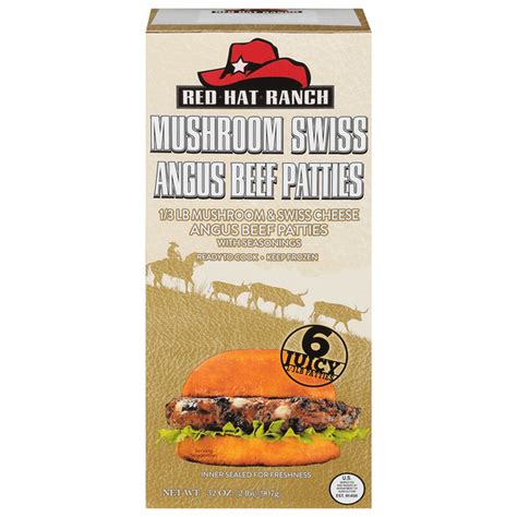 Red Hat Ranch Patties Angus Beef Mushroom Swiss 6 Ct Delivery Or