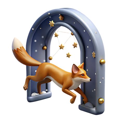 3d Render Fox Leaping Through Starry Arch 56766776 Png