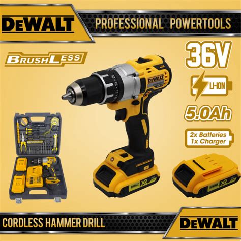 Dewalt Cordless Hand Drill Set 36v 2 Li Ion Batteries Portable Cordless Power Impact Drill 2