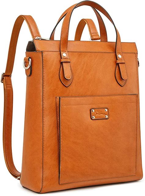 S Zone Genuine Leather Convertible Backpack Purse Tote Bag For Women