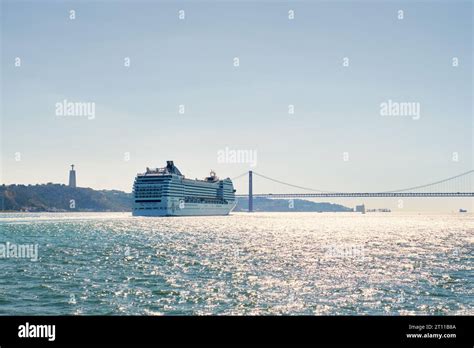 Msc Orchestra Cruise Ship Of Musica Class Leaving Lisbon In Tagus River