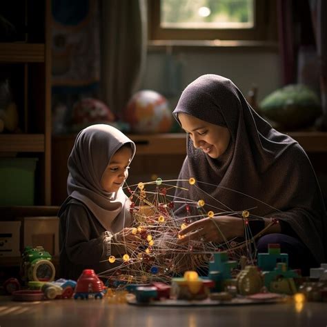 Premium Ai Image A Muslim Mother Teaches A Lesson To Her Daughter