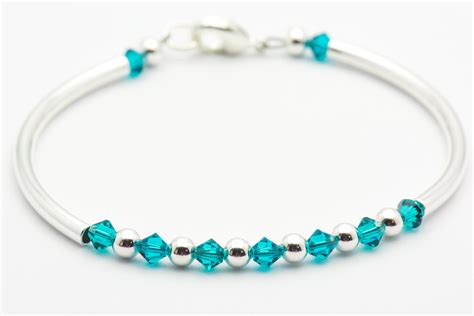 Blue Zircon December Birthstone Bracelet Black Brook Shop