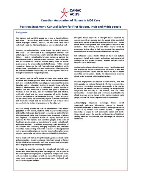 Cultural Safety Position Statement Pdf First Nations Nursing