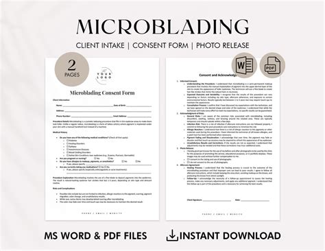 Microblading Consent Form Template Pdf Customizable Client Intake Beauty Salon Agreement