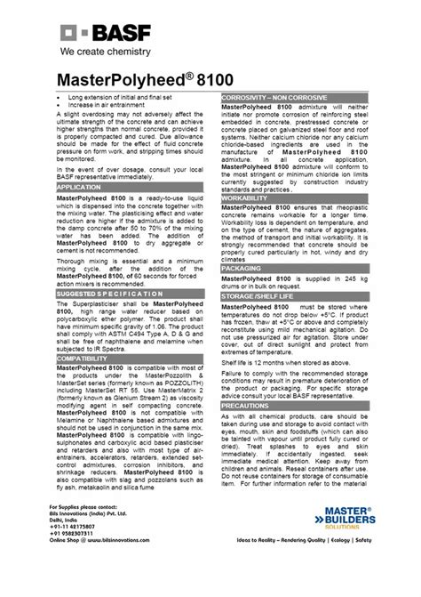 Basf Liquid Reddish Brown Masterpolyheed 8100 For Construction