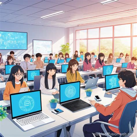 Modern Korean Classroom With Generative Ai Education Stable Diffusion