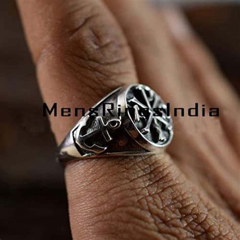 Chi Rho Men Ring Rho Ring For Men Chi Rho Ring Alpha Omega Religious Gothic Style Masonic Rho