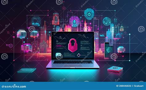 Digital Fortress Safeguarding The Frontiers Of Cybersecurity Stock Illustration Illustration