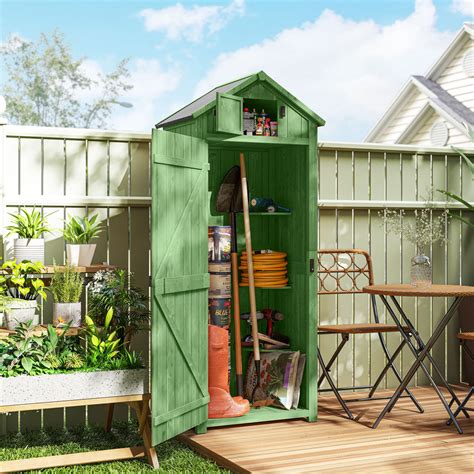 Outsunny 2 5 X 1 8ft Green Wooden Garden Tool House Shed Wilko