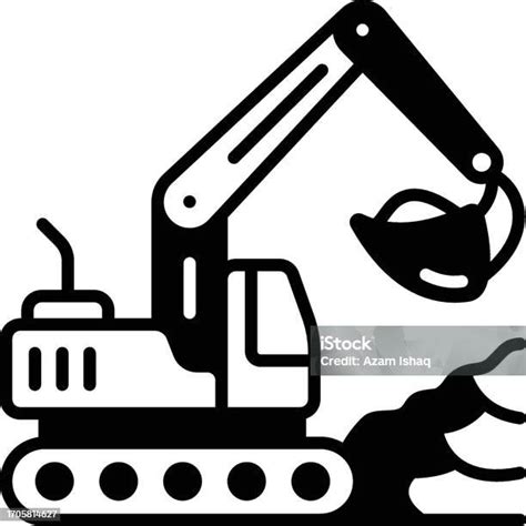 버킷 및 캡 벡터 컬러 아이콘 디자인 핸디맨 서비스 기호 주택 수리 기호 토목 공학 및 건축 계약자 스톡 일러스트레이션 대형 굴삭기 파기 개념이 있는 백호 360도 촬영에