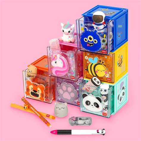 Legami Stackable Desk Storage Box Cutie Cube Unicorn Executive