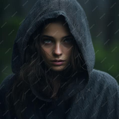 Premium Photo A Woman With A Hood On In The Rain