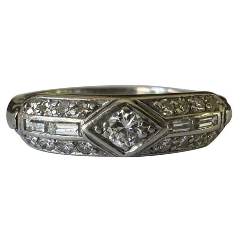 Art Deco Three Stone Diamond Band For Sale At 1stdibs