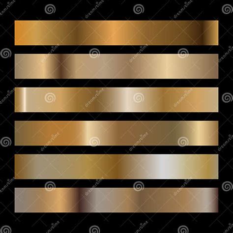 Metal Gradient Set Golden Bronze And Brass Gradient Design Vector Stock Vector