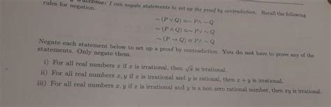 Solved Rules For Negation I Can Negate Statements To Set Up Chegg Com