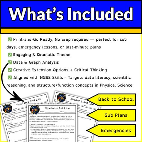 Science Emergency Sub Lesson Plans Newtons Laws Force Pairs Action Reaction 6 8