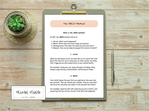 Cognitive Behavioural Therapy Abcd Method Worksheet Etsy