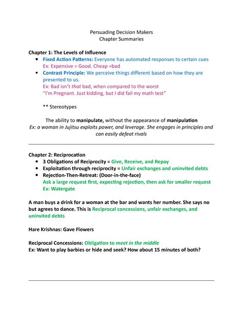Pdm Notes Ch 1 3 Persuading Decision Makers Chapter Summaries Chapter