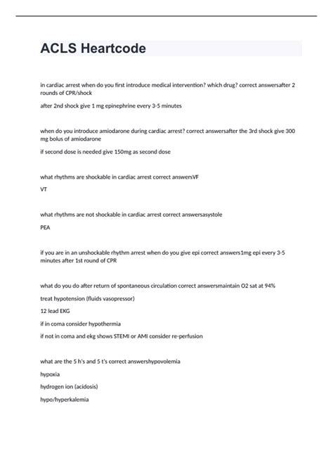 Acls Heartcode Exam 2024 With 100 Correct Answers Acls Heartcode Stuvia Us