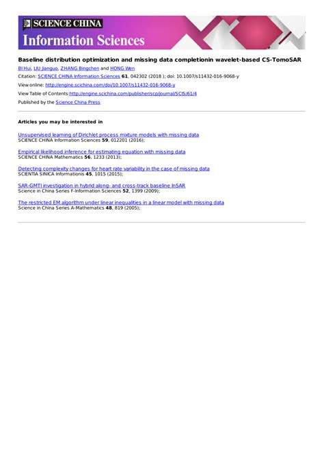 Pdf Baseline Distribution Optimization And Missing Data Completion In