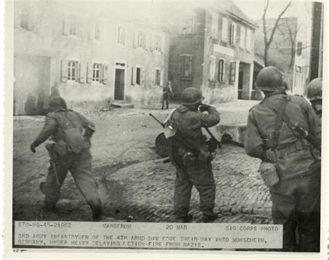 American Soldiers Run Under Heavy Fire In Monscheim Germany In March