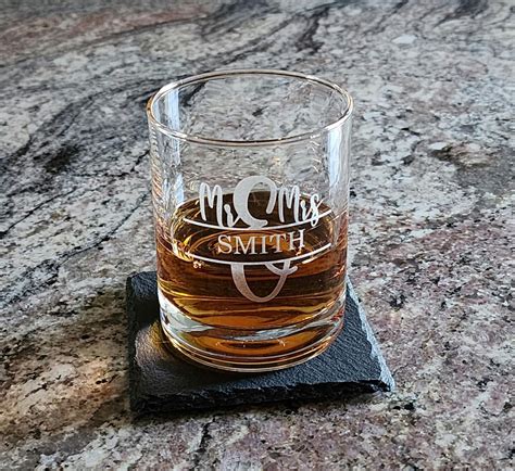 Whiskey Bourbon Glasses Set Of 2 Sandblasted Etched Personalized