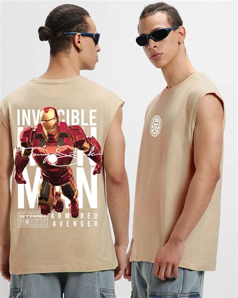 Buy Mens Brown Invincible Ironman Graphic Printed Oversized Vest