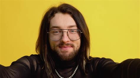 Young Homosexual Or Bisexual Man Makes A Selfie On A Yellow Background 44309067 Stock Video At