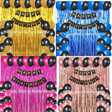 Happy Birthday Package Complete Set 30pcs Balloons Hbd Banner Foil