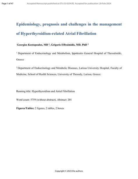 Pdf Epidemiology Prognosis And Challenges In The Management Of Hyperthyroidism Related Atrial