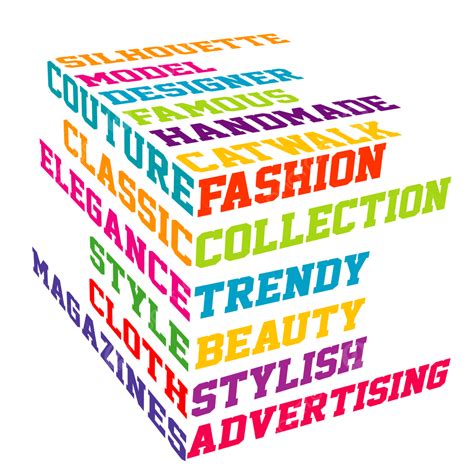 Colored Fashion Cube Typography Terms Cube Text Graphic Typography
