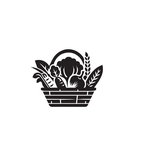 Vegetable With Basket Silhouette Vegetable Logo Vegetable